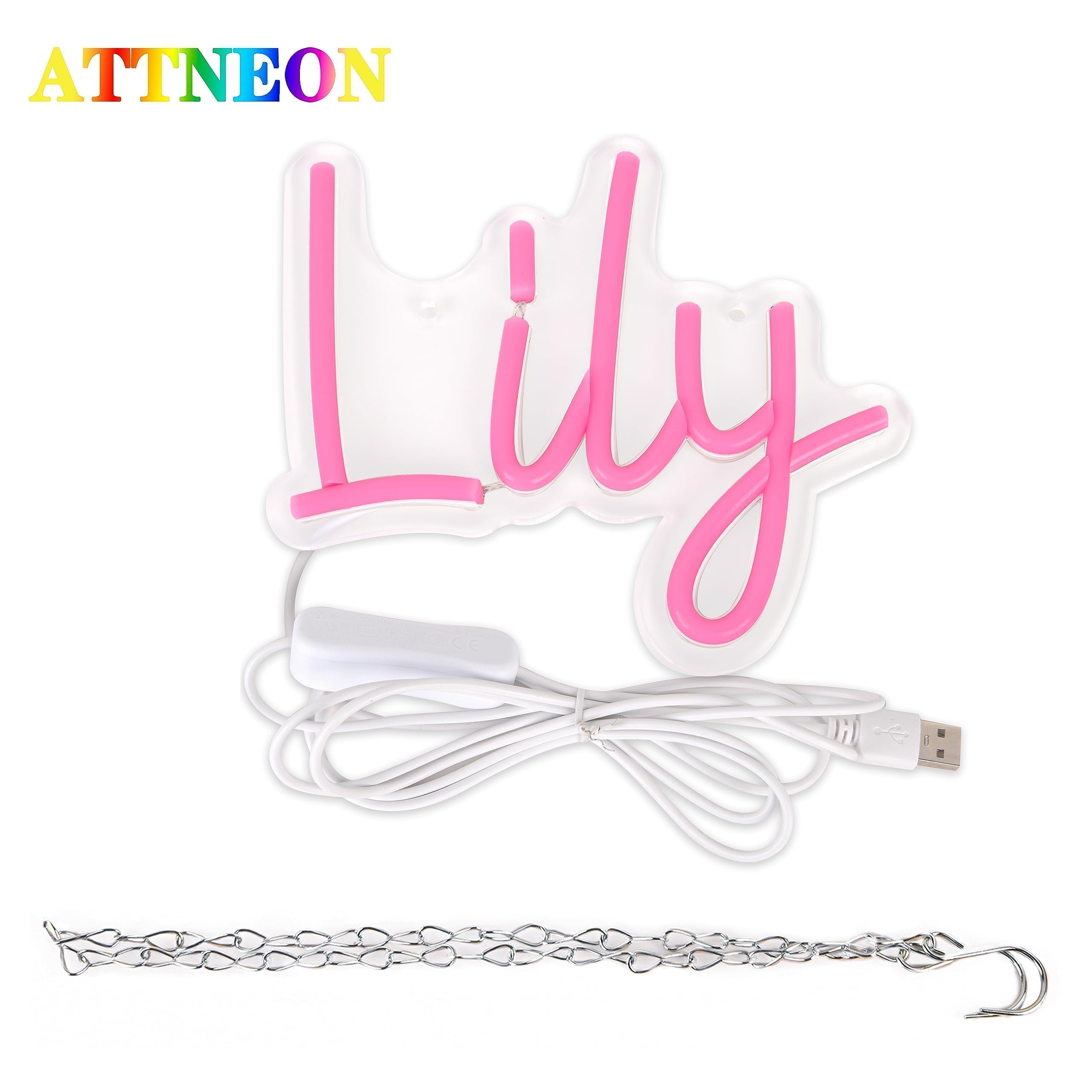 ATTNEON Lily Name Neon Sign For Wall Decor,LED Lily Name Neon Light For ...