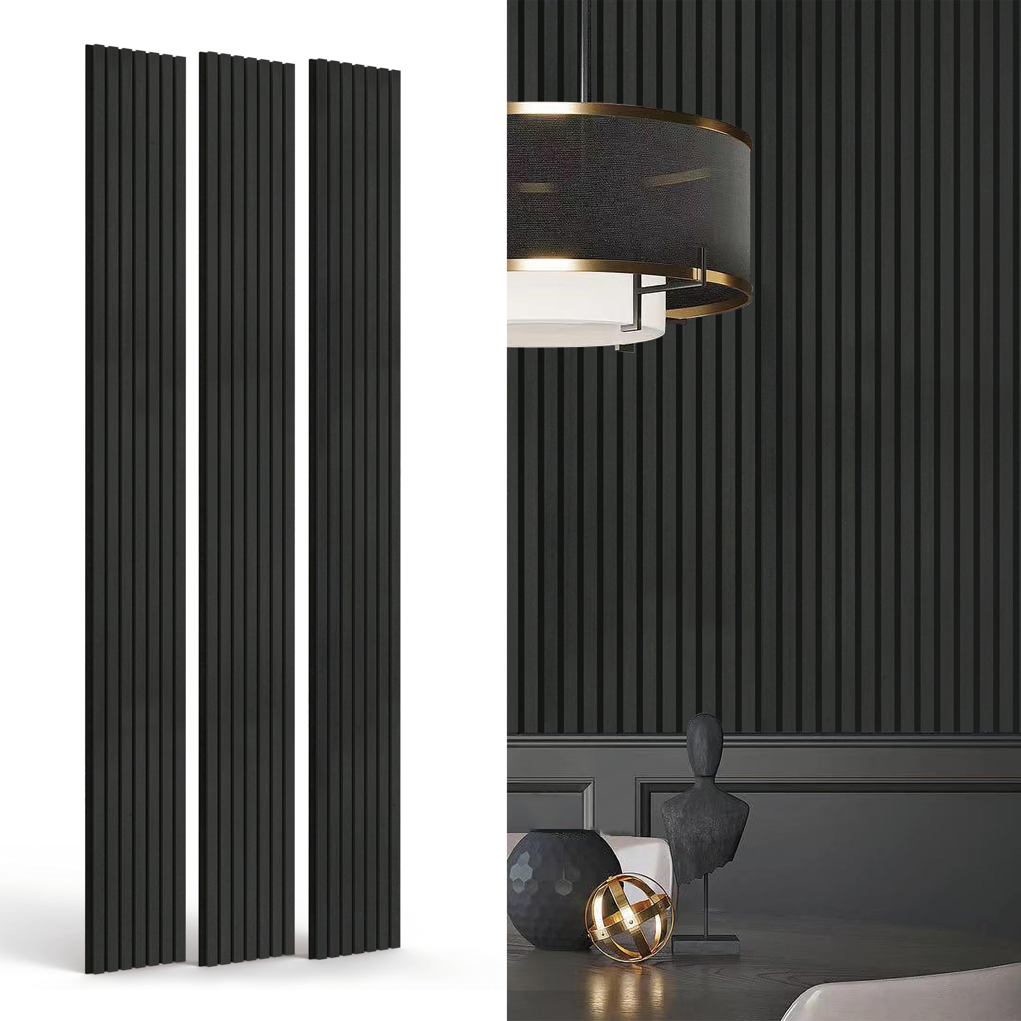 INNO STICKERS 3-Piece Wood Slat Wall Panel for Interior Wall Decor ...