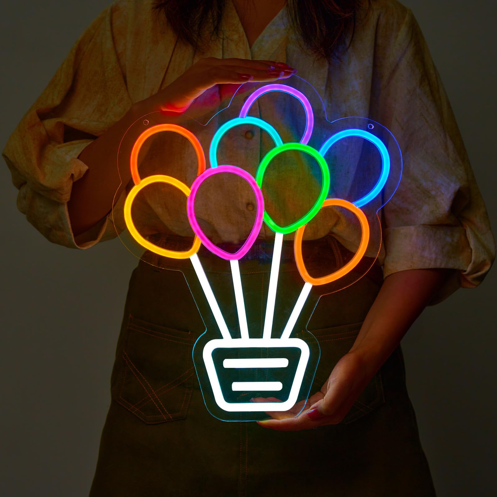 Balloon Neon Sign for Wall Decor Cute Birthday Gifts for Girls Boys ...