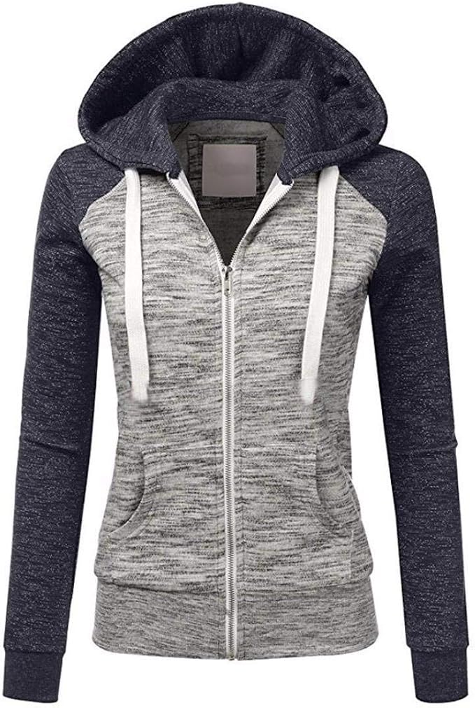Chaqueta con Capucha Mujer Manga Larga Slim Fit Hoodie con Cremallera ...