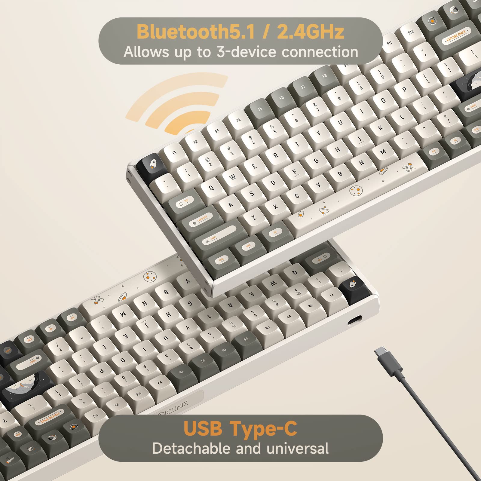 Mua IQUNIX F97 Hitchhiker Gaming Keyboard, 96% Layout 100 Keys 2.4G ...