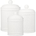 Amazon.com - Home Essentials Set Of 3 White Round Basket Weave Embossed ...