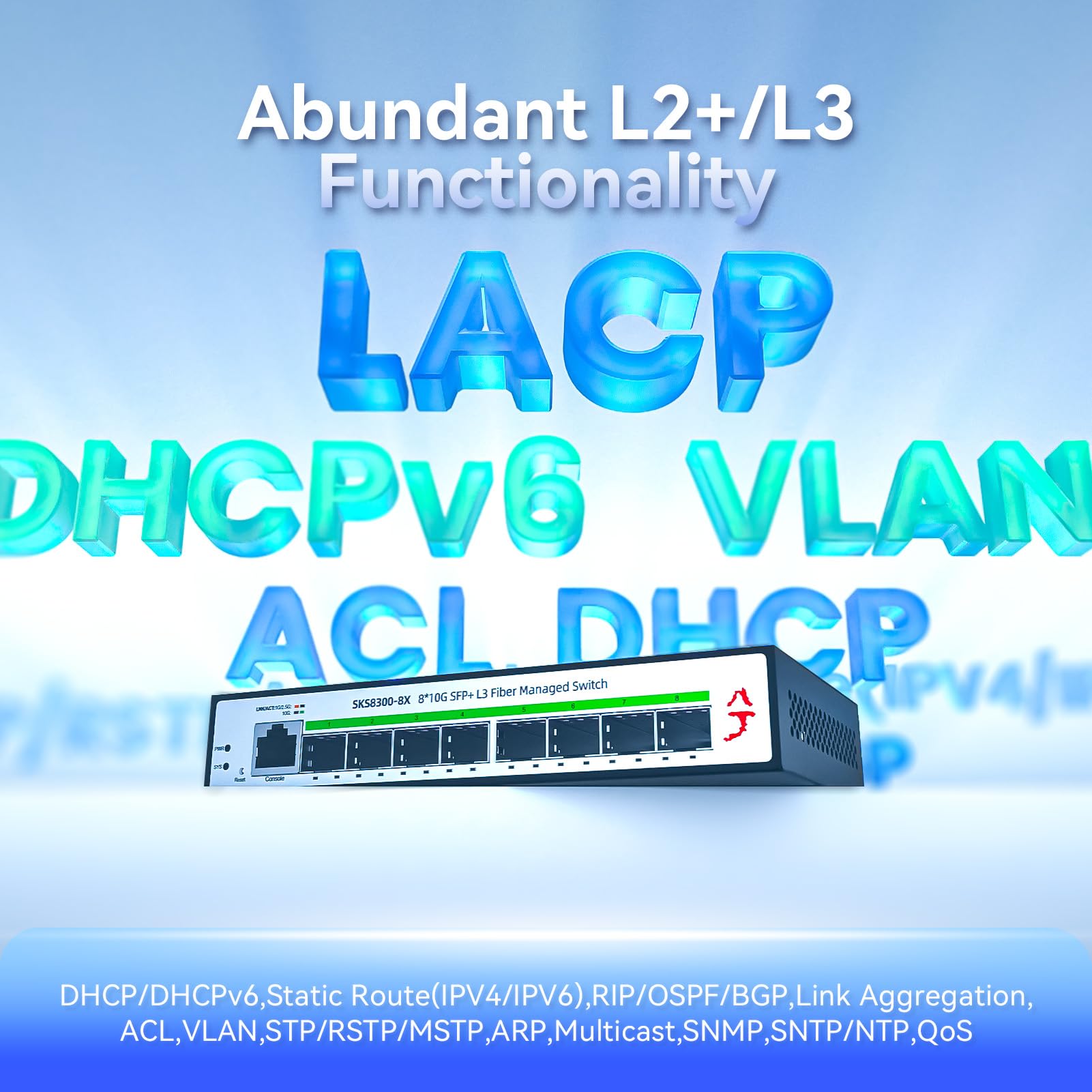 Mua XikeStor 8 Port 10G SFP+ L3 Fiber Managed Switch, Multi Gigabit Ethernet Switch Support DHCP ...