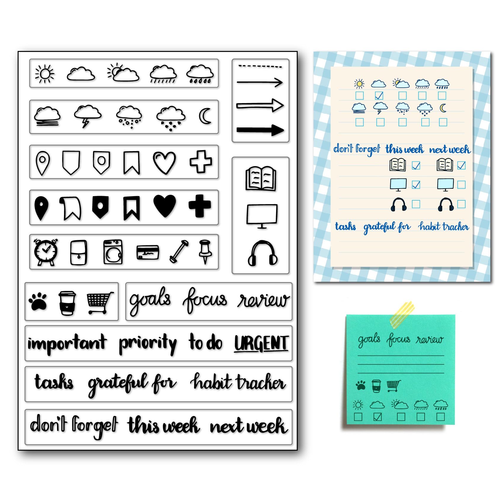 Arbuya Weather Clear Silicone Stamps for Bullet Journal Daily Work ...