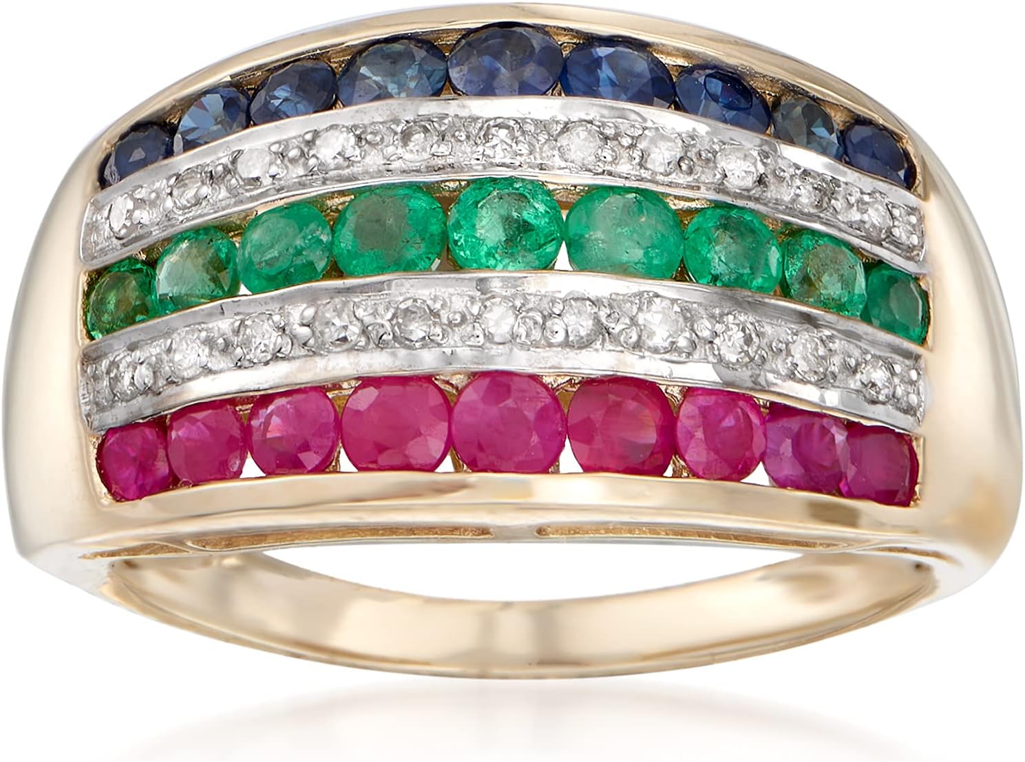 Ross-Simons 1.20 ct. t.w. Multi-Gemstone and .11 ct. t.w. Diamond Ring ...