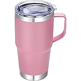 Amazon.com | Abbrevi 20 oz Stainless Steel Tumbler with Handle Metal Insulated Coffee Travel Mug ...