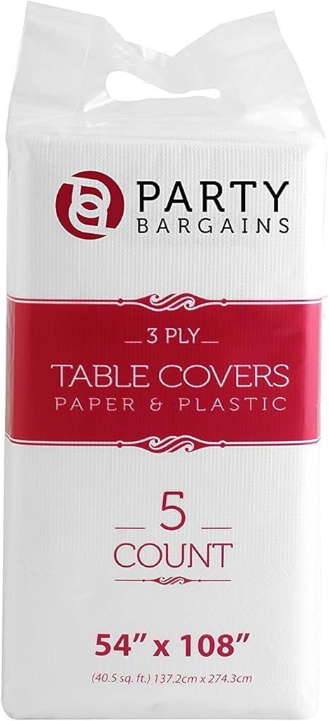 Party Bargains Disposable Table Cover | Classic White Paper 3 Ply ...