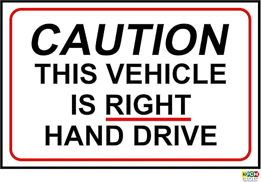 140x90mm RIGHT HAND DRIVE STICKER SIGN CAMPER HGV AMERICAN CAR: Amazon ...