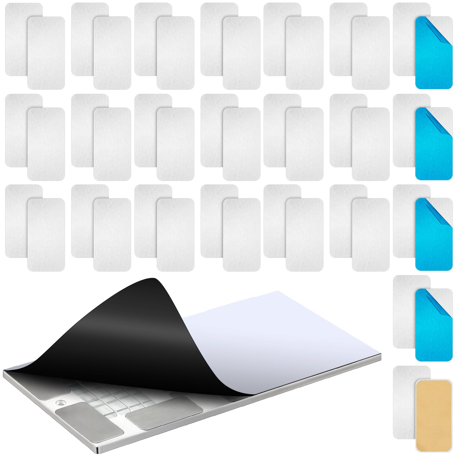 Zonon 50 Pcs Adhesive Metal Plates for Magnetic Mounts 2.1 x 1.2 x 0.02 ...