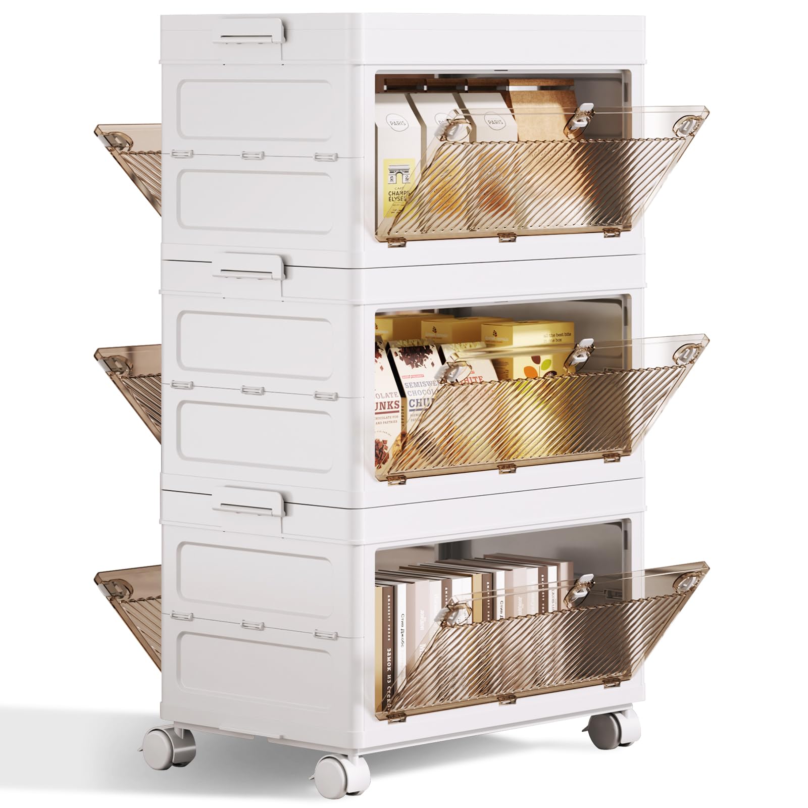 QudraKast 3-Tier Stackable Plastic Storage Bins - 67QT Stackable ...