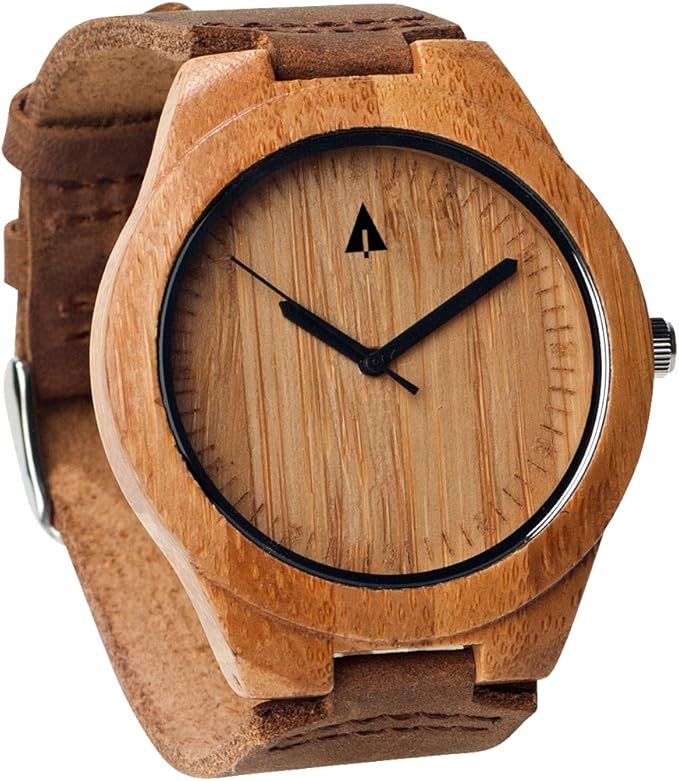 Amazon.com: Treehut Wooden Bamboo Watch with Genuine Leather Strap ...