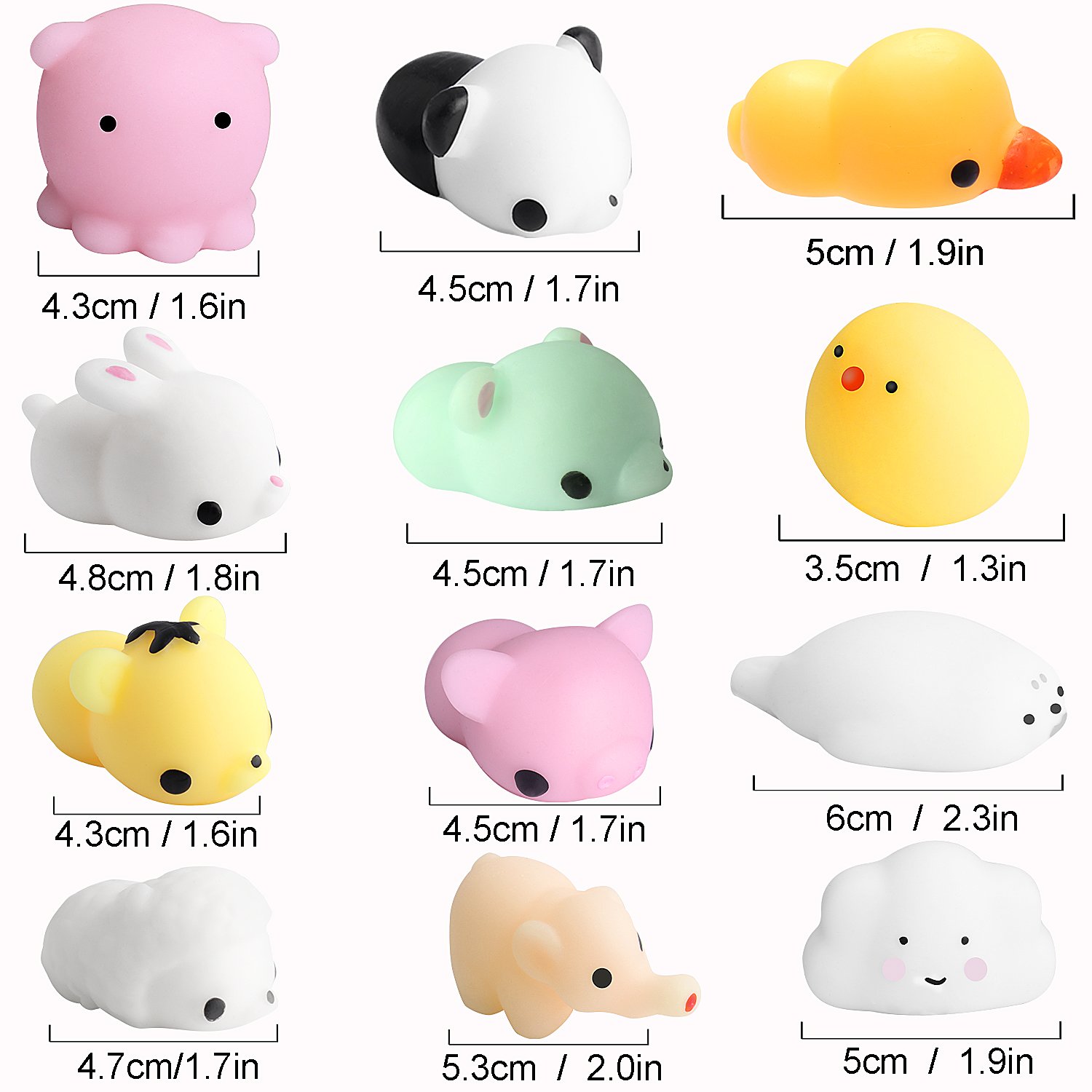 Mochi Animal Squishies Toys, Outee 12 Pcs Soft Squishy Rabbit Mochi ...