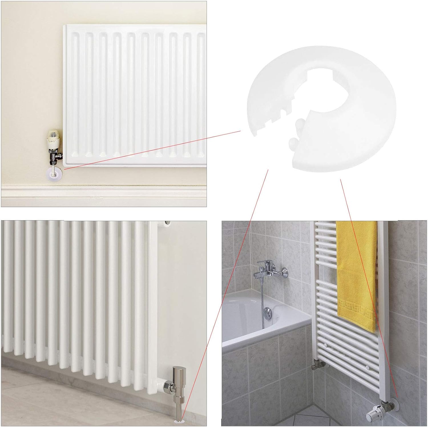 FOGAWA 20Pcs Radiator Pipe Collars Plastic Radiator Pipe Covers Cap ...