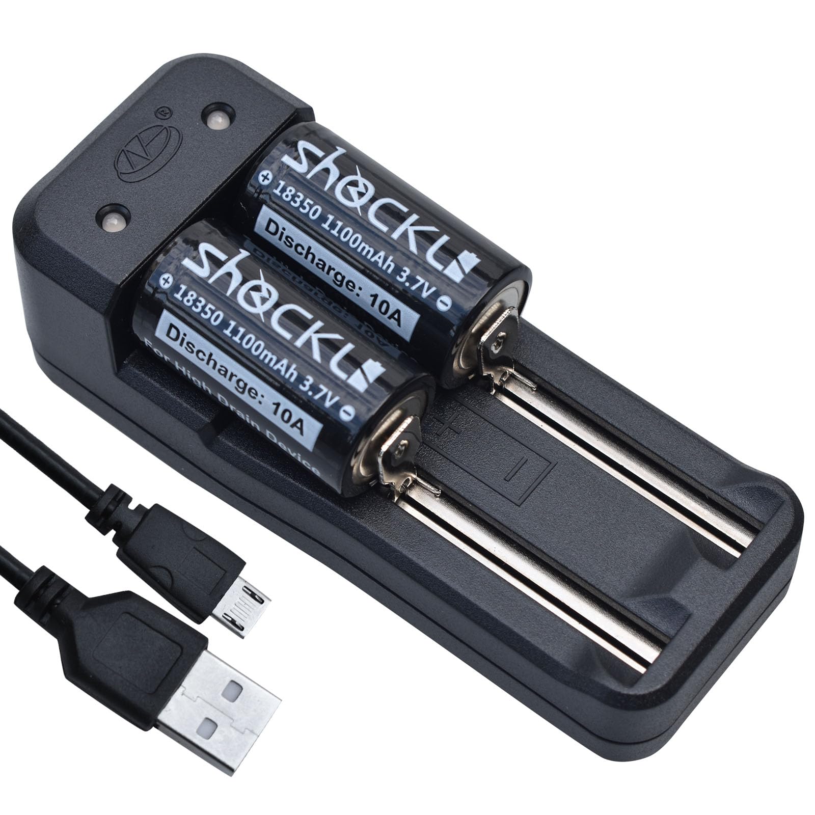 Mua 18350 1100mAh Flat Top Battery (2-Pack) with Micro-USB Battery ...