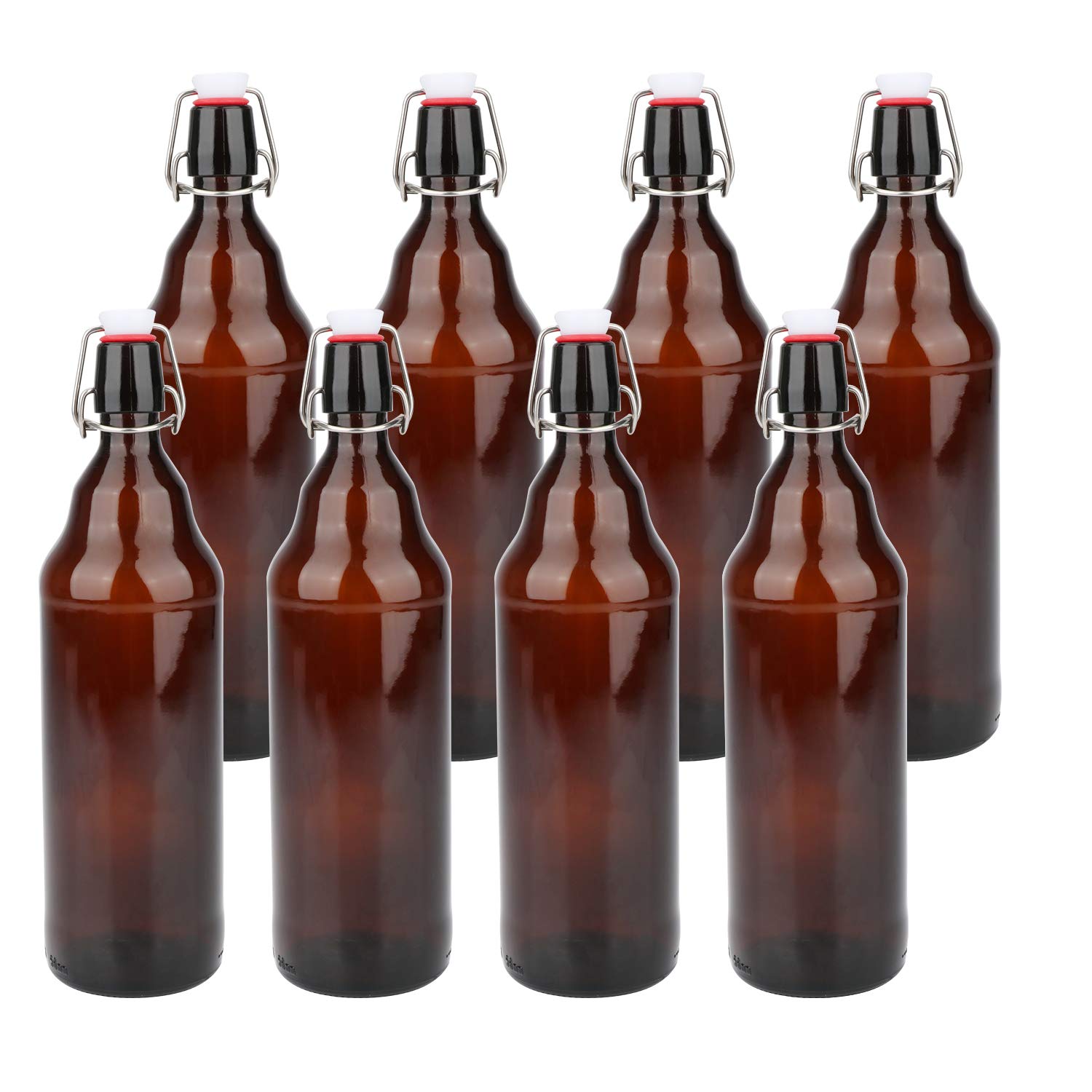 Glass Bottles, COMUDOT Refillable Brown Glass Storage Bottle with Swing ...