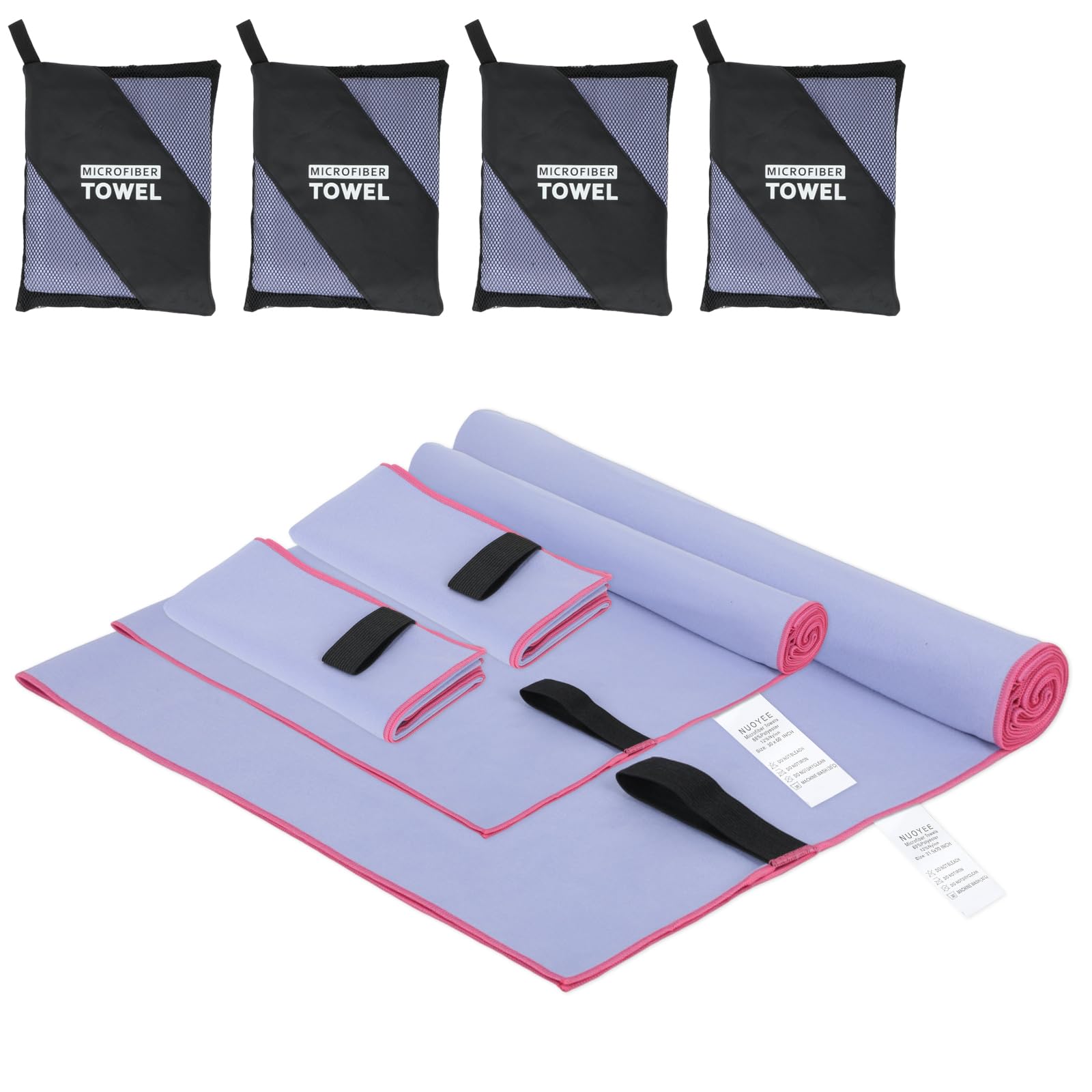 NUOYEE 4 Pack Camping Towel Set Microfiber Lightweight Quick Dry Travel ...