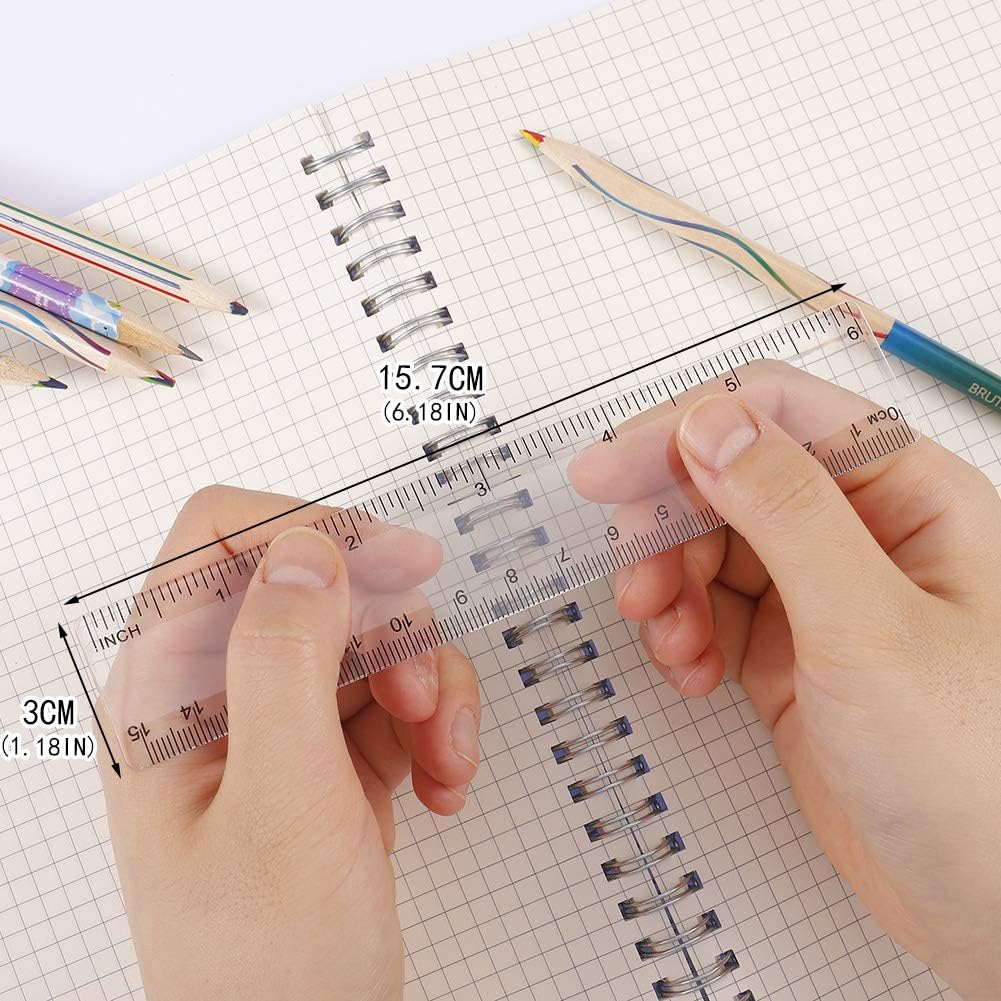 upain 15cm Ruler Set 10 Pack Shatterproof Clear Plastic Ruler 6 inch ...
