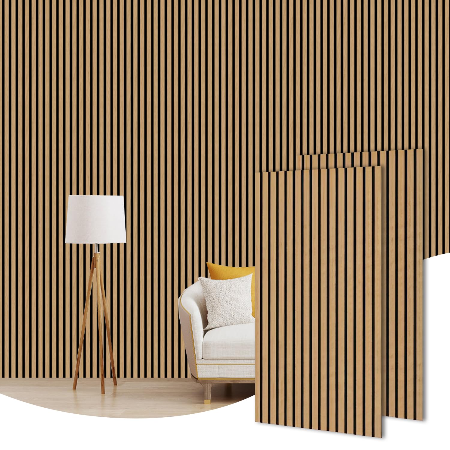 CHDITB 3D Fluted Wood Slat Acoustic Panels, 2Pcs 23.6" x 47.2" Teak ...