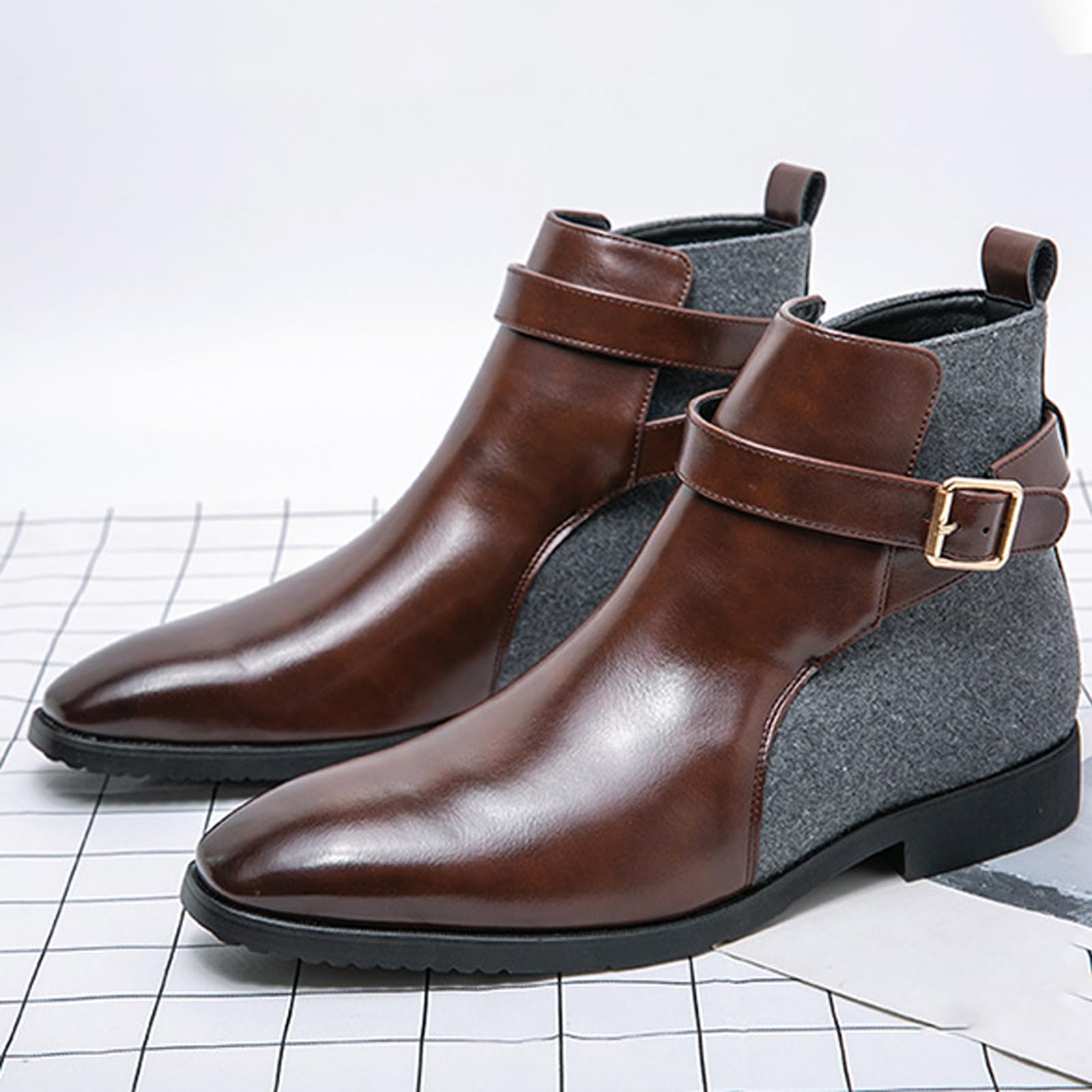 Mua MVIOBUY Men's Pointed Toe Slip on Chelsea Boots,Classic Leather ...