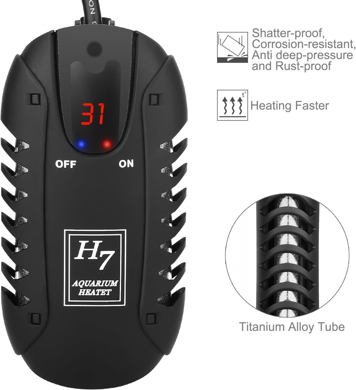 NO.17 Small Submersible Aquarium Heater 50W, Mini Fish Tank Heaters ...
