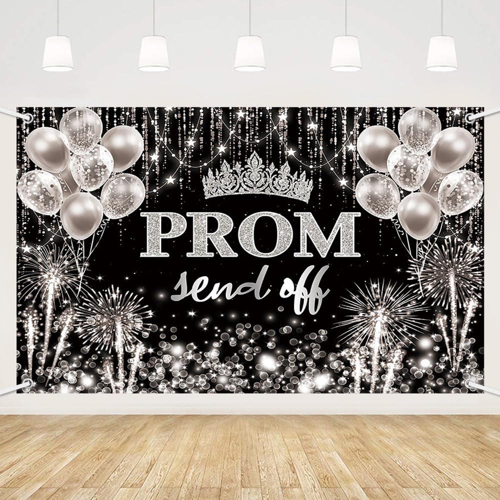 MEHOFOND Prom Send Off Backdrop Black and Silver Prom 2025 Photography ...