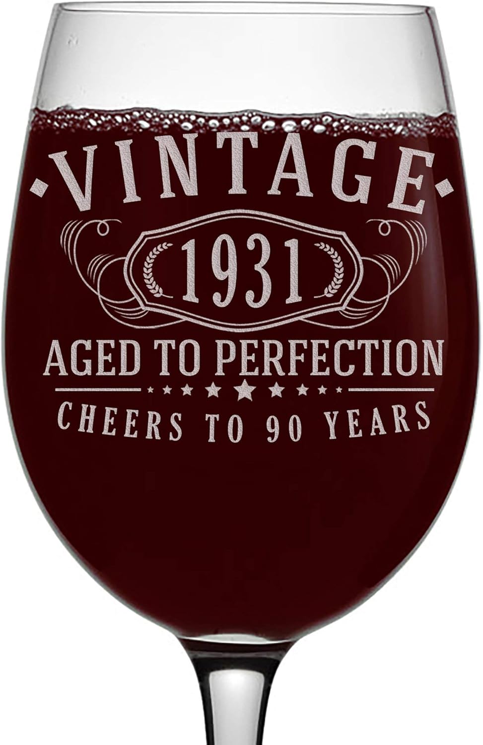 Vintage 1931 Etched 16oz Stemmed Wine Glass – 90th Birthday Aged to ...