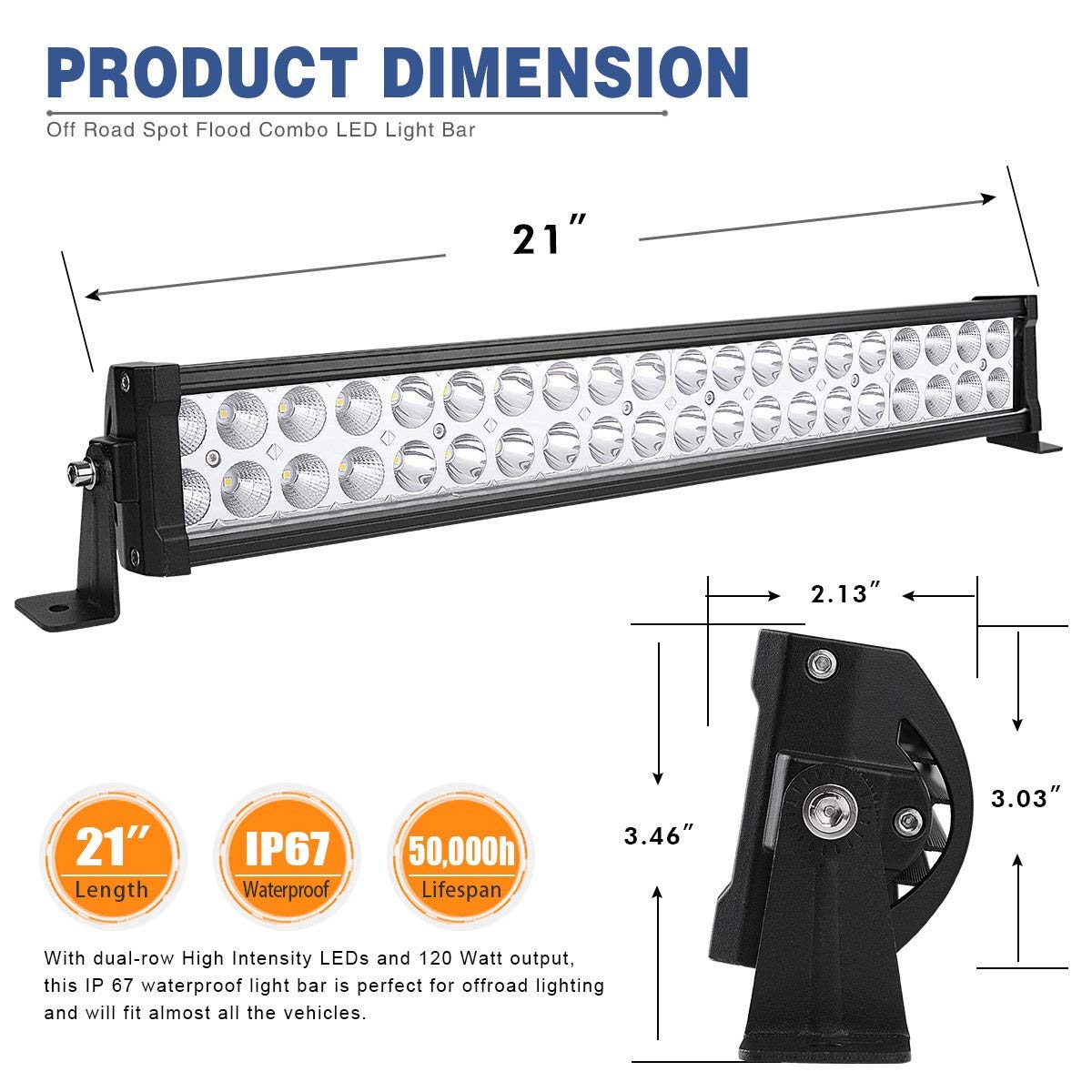 YITAMOTOR 24 Inch Light Bar Offroad Spot Flood Combo Led Bar Waterproof ...