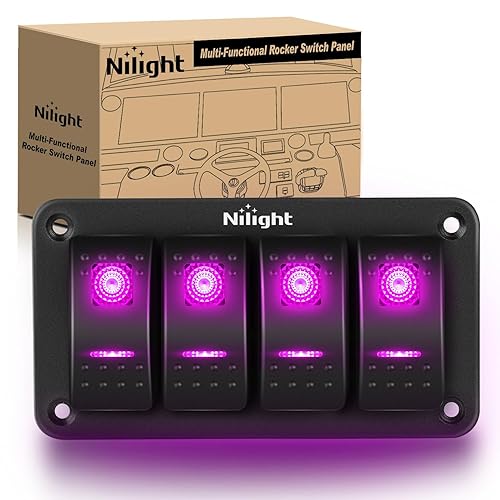 Nilight 4 Gang Rocker Switch Panel with Purple LED Light 5 Pin On Off ...