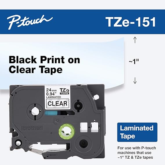 Brother Tape 1-inch, Black on Clear (TZe151): Amazon.in: Office Products