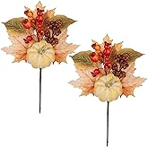 Amazon.com: Crowye 30 Pcs Pumpkin Picks Artificial Fall Picks Berry ...