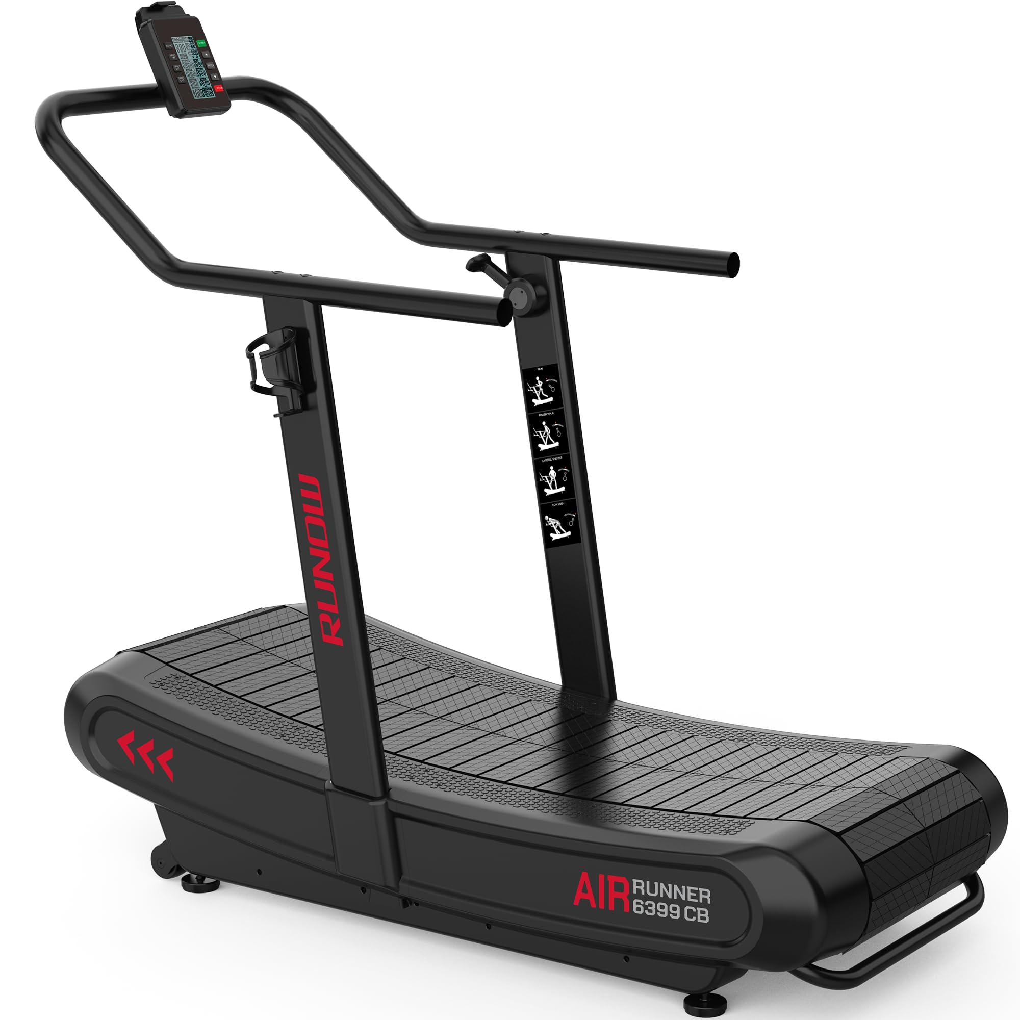 RUNOW Curved Treadmill with 4 Resistance Levels Non Motorized Manual Treadmill with LCD Display ...