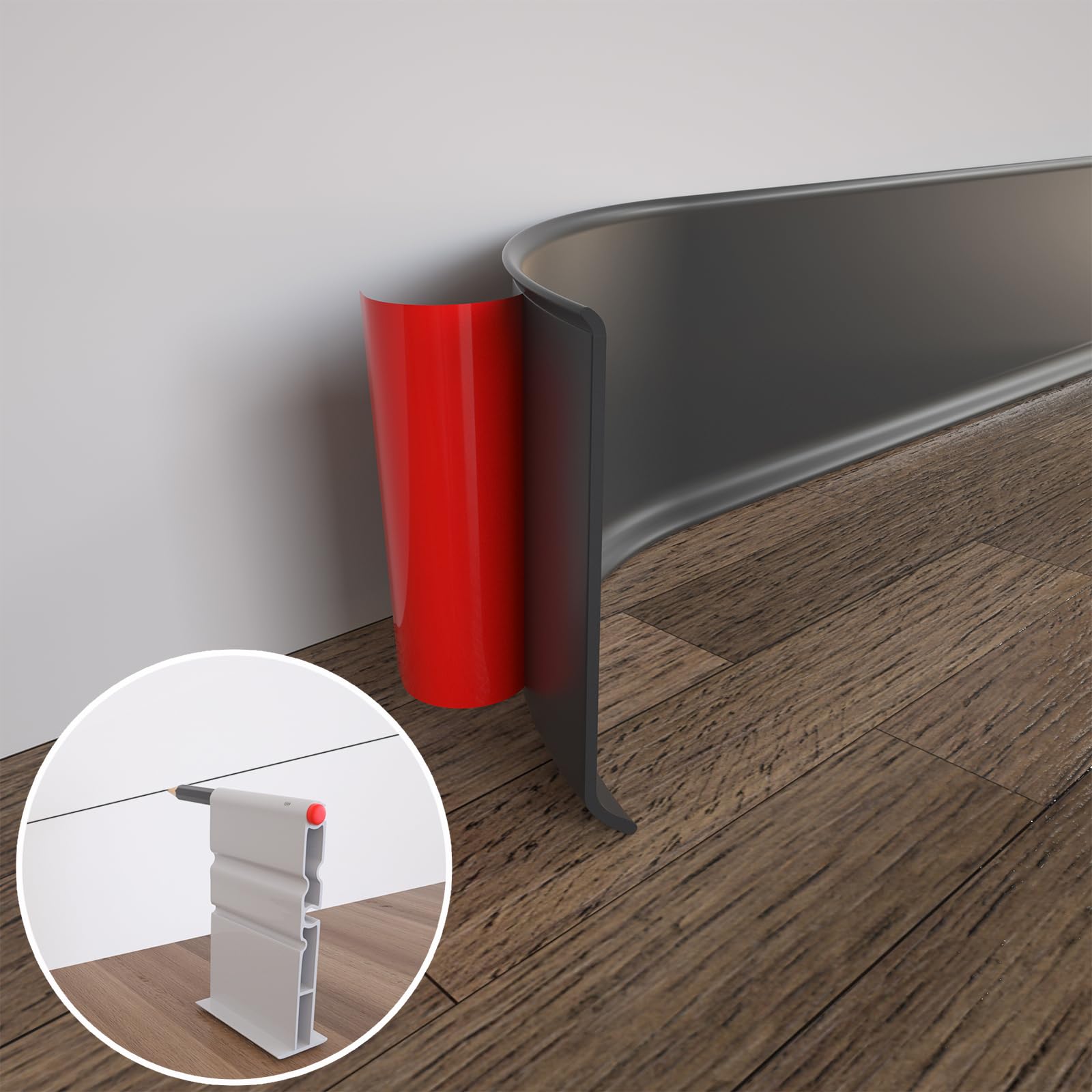 5pcs COUKIU Flexible Baseboard Molding Trim, 4 Inch x 20 Feet Self ...