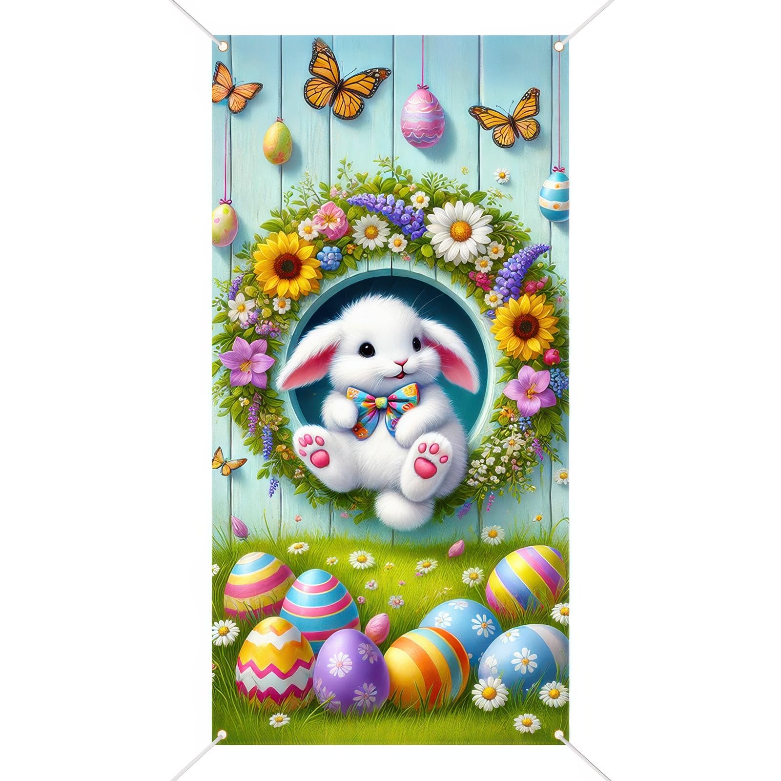 BlissYard Happy Easter Door Cover 71x35 Inch Easter Bunny Door Cover ...