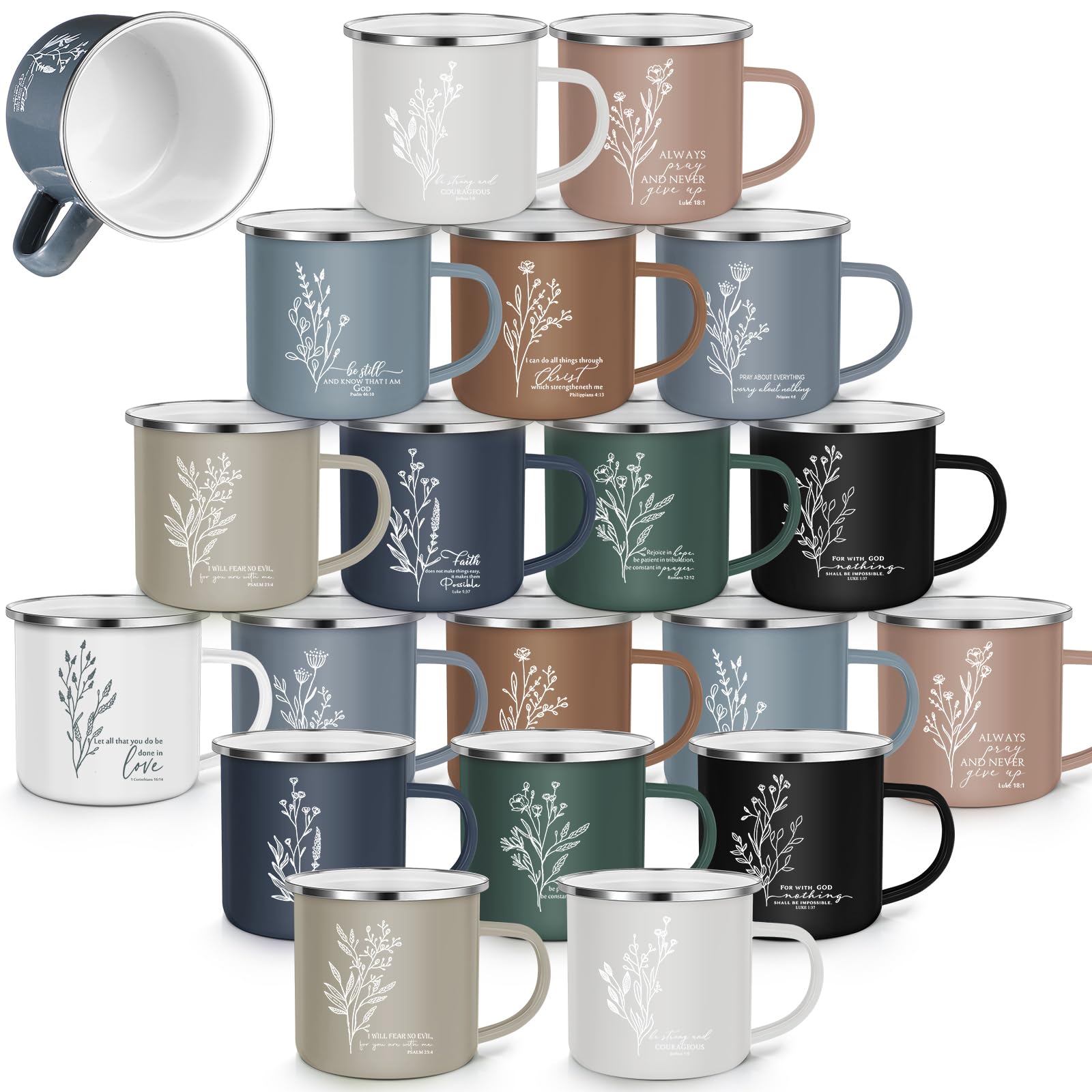 Gandeer 20 Pcs Fathers Day Christian Enamel Mugs with Handle for Men ...