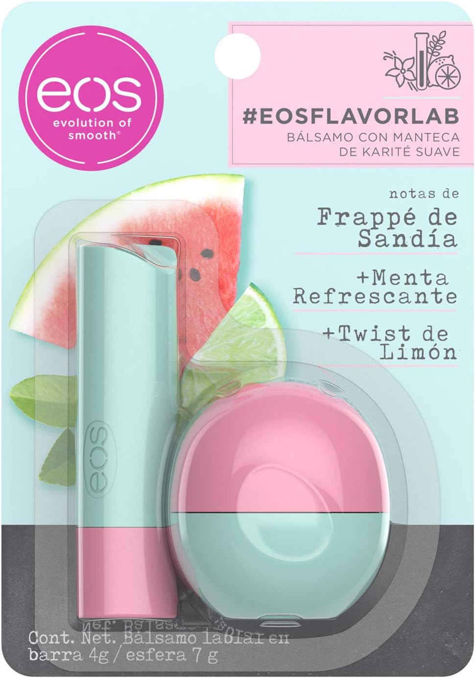 eos Balsamo labial organico eos 2 pack frappe de sandia 11g: Amazon.com ...
