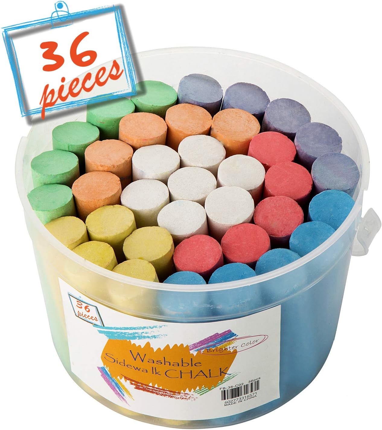 Education & Crafts 36 ct Box Sidewalk Chalk Set Colorful Non-Toxic ...