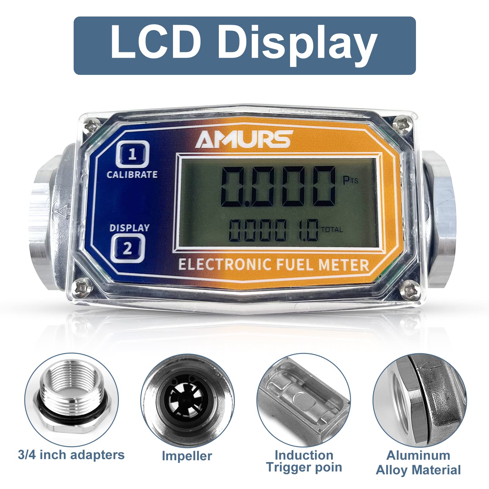 Mua 3/4 inch Turbine Flow Meter LCD Digital Display Flowmeter with NPT Counter Detachable ...