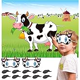 Amazon.com: Hxezoc Pin The Tail on The Cow Game With 50 Pcs Tails ...