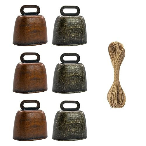 MrMrKura 6 Pack Cow Horse Sheep Grazing Copper Bells, Small Brass Bell ...