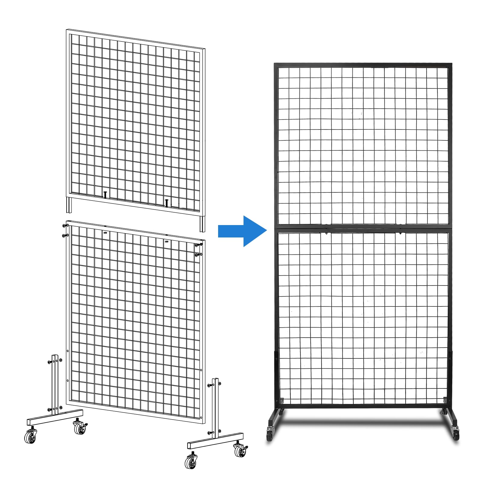 Mua 3'x 6' Two-Double Gridwall Panel Display Stand with T-Base, Black ...
