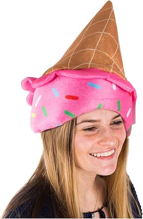 Amazon.com: Ice Cream Party Hat - Ice Cream Cone Costume - Novelty Hats ...