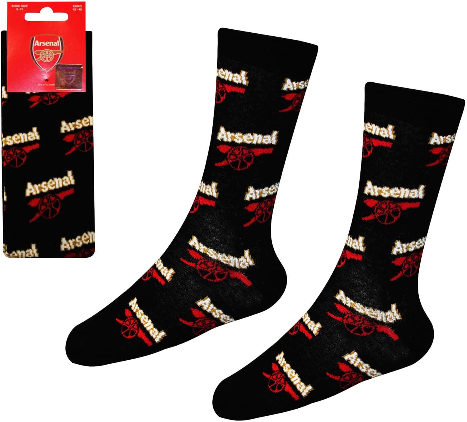 Official Arsenal Football Multi Crest Mens Socks (Adults Size 8-11 ...