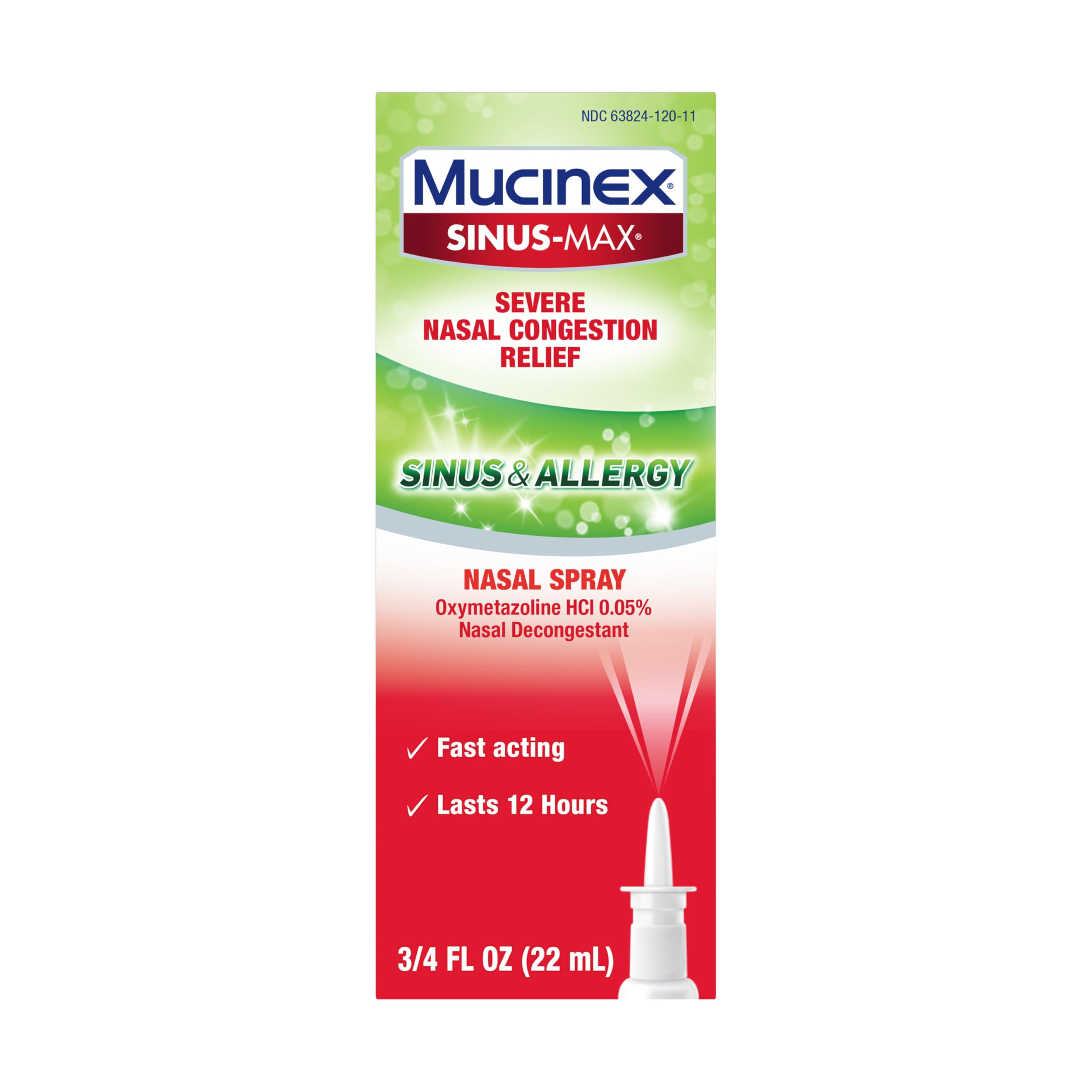 Mucinex Sinus-Max Oxymetazoline Nasal Spray Decongestant,12 Hour Over ...
