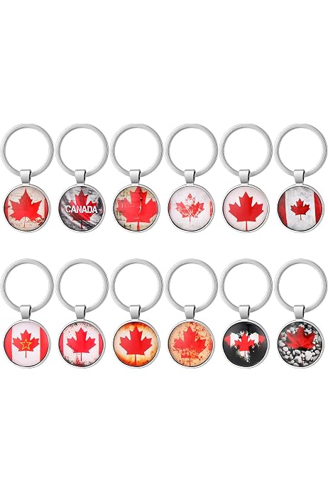 10 Pcs Canada Flag Keychains - Maple Leaf Zinc Alloy Keyrings For ...