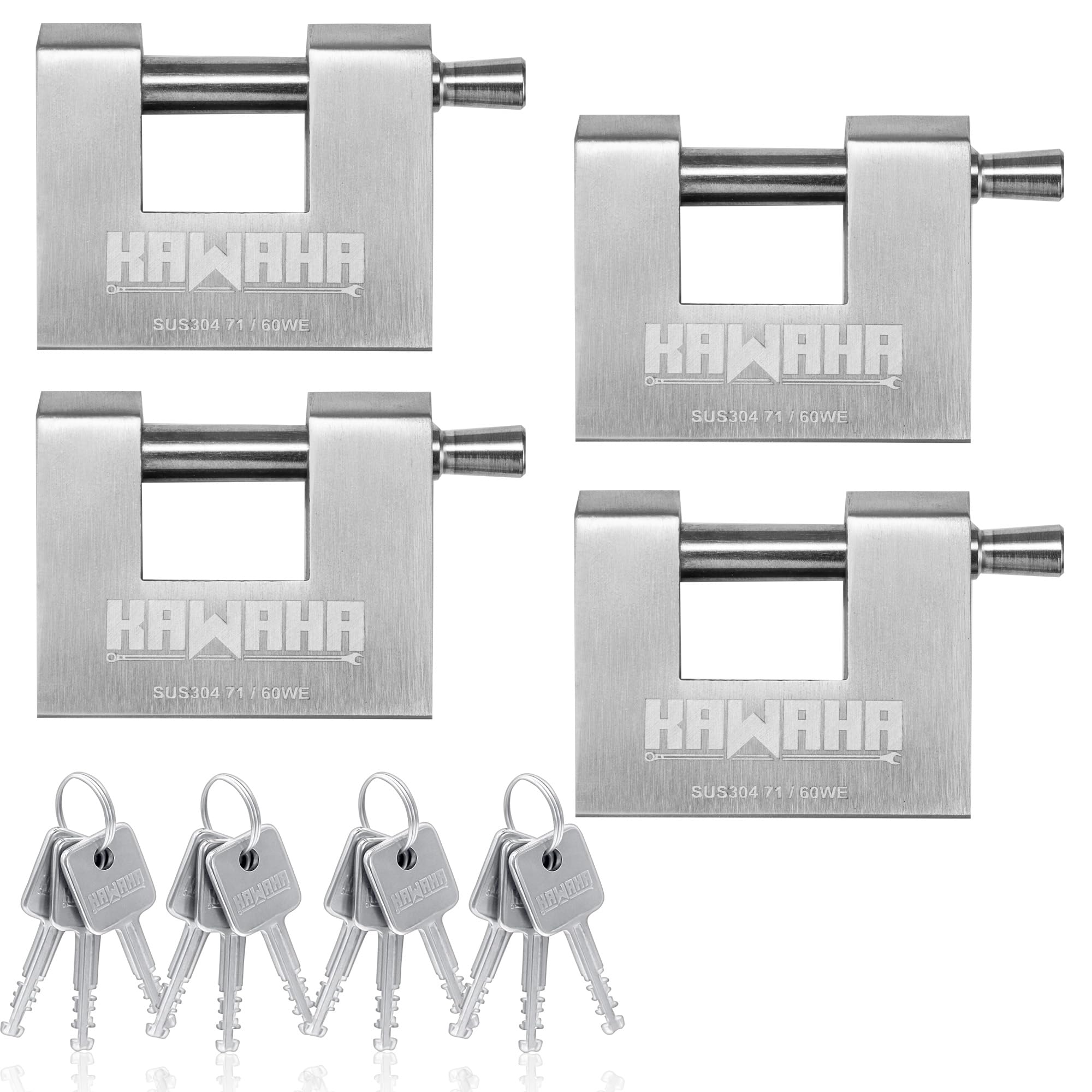 KAWAHA 71/60-4PS Stainless Steel D-Shaped Padlock with Stainless Steel ...