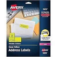 Amazon.com : Avery 5972 High-Visibility Laser Labels, 1 x 2-5/8, Neon ...
