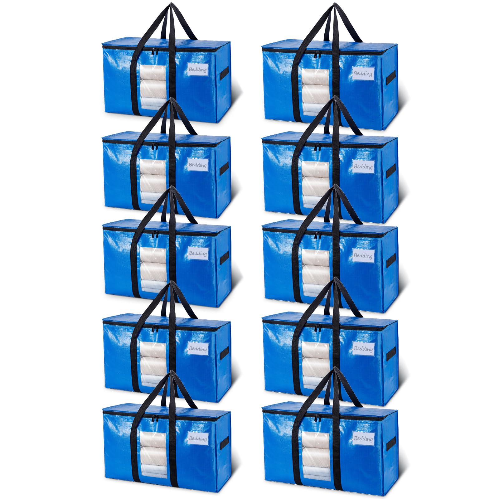 TAILI Extra Large Moving Bags, 10 Pack Blue Heavy Duty Totes For ...