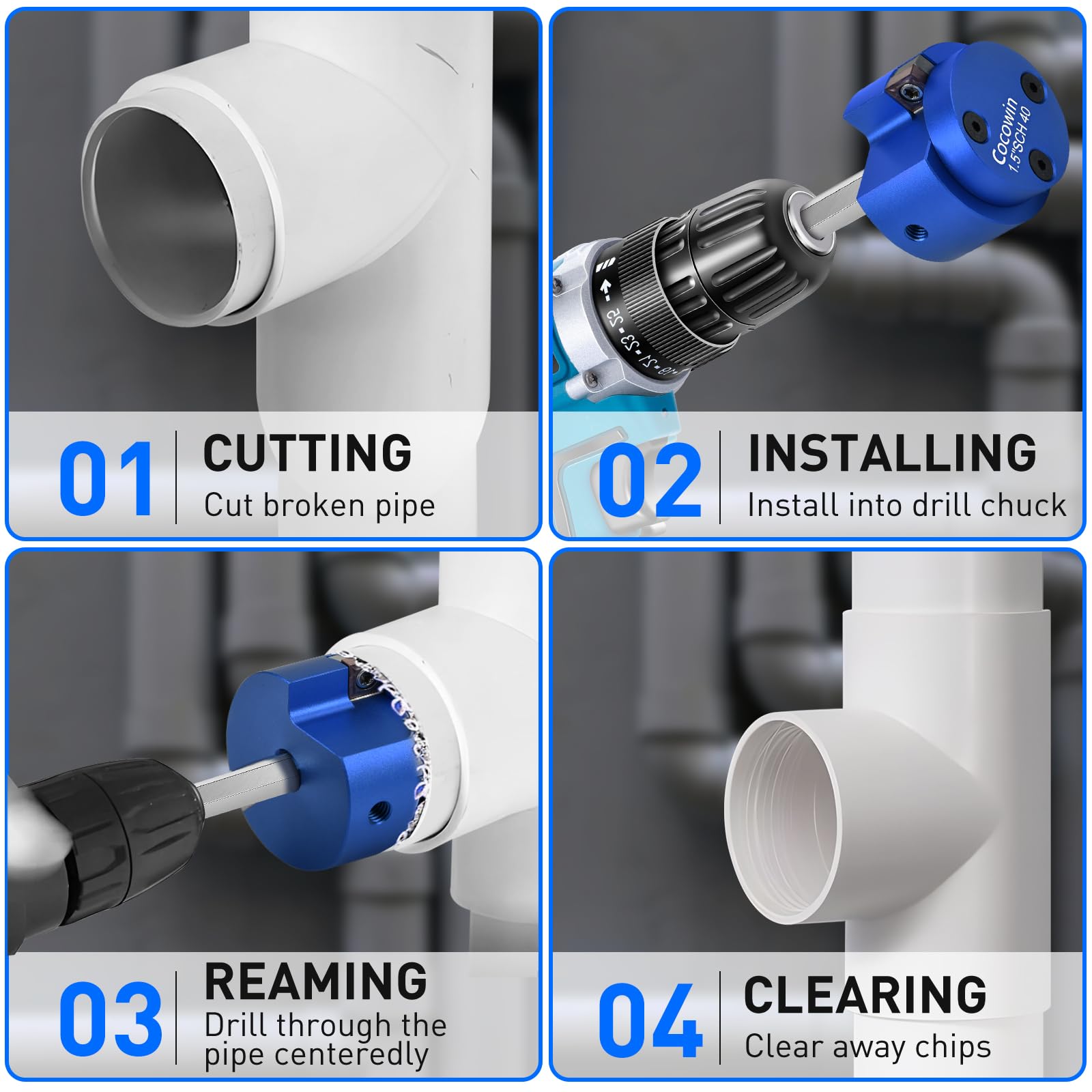 Mua Cocowin PVC Pipe Reamer, PVC Fitting Saver, PVC Socket Saver with 1-½-Inch and 2 Inch Head ...