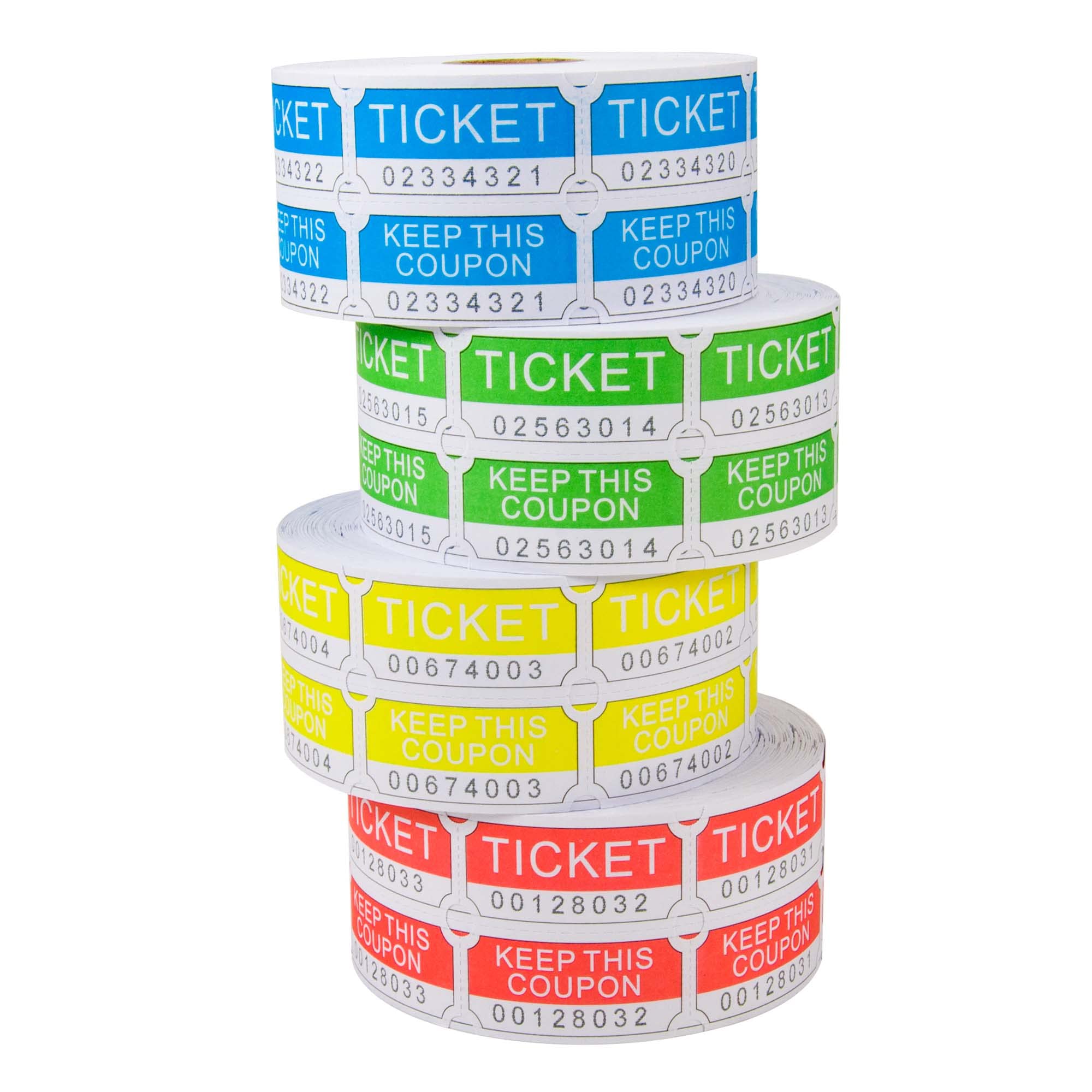ESSENTIAL 4000 Assorted Double Raffle Tickets Set of 4 Assorted Color ...