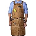 Amazon.com: Waxed Canvas Shop Apron for Men & Women.Woodworking Aprons Heavy Duty Work Apron ...